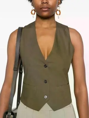 MODES V-neck Cotton Waistcoat - Green