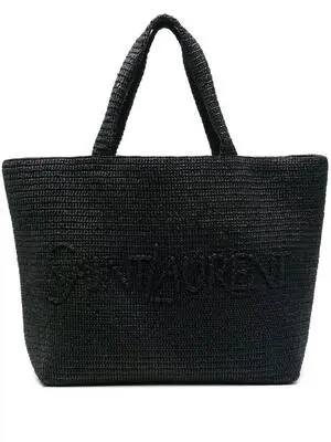 Saint Laurent Raffia Tote Bag - Black