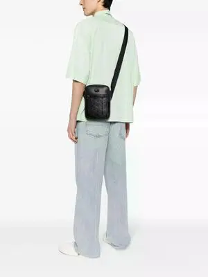 Lacoste Embossed-monogram Panelled Messenger Bag - Black