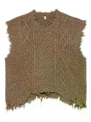 R13 Cable-knit Frayed Sweater - Brown