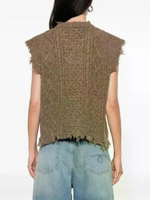 R13 Cable-knit Frayed Sweater