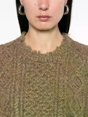 R13 Cable-knit Frayed Sweater