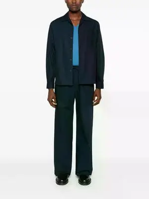 MODES Navy Cotton Poplin Straight-leg Trousers - Blue