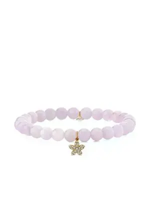 SYDNEY EVAN 14ct Yellow Plumeria Diamond Charm Bracelet - Gold