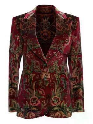 Etro Floral Velvet Blazer - Red