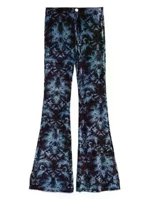Etro Abstract Pattern High Waist Flared Trousers Blue