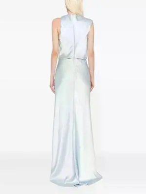 Amsale Satin Draped Maxi Dress - Blue
