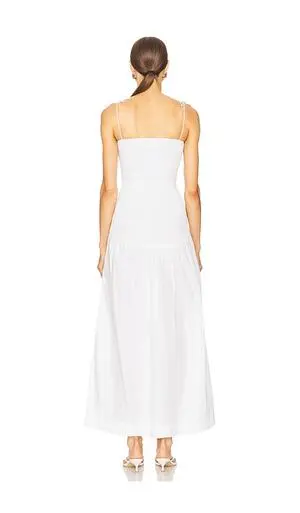 SWF Shirred Embroidered Drop Hem Maxi Dress