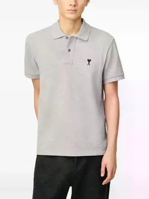 AMI Paris De Coeur Cotton Polo Shirt - Grey