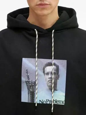 Aries Graphic-print Drawstring Hoodie - Black
