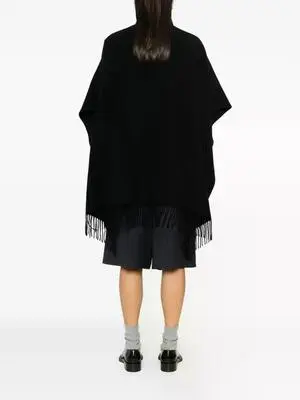 Herno Virgin Wool-cashmere Blend Resort Cape With Down Feather Filling And Fringe Detailing - Black