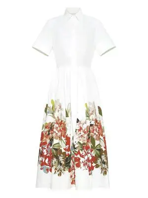 Adam Lippes Attacher Midi Dress With Floral Print - White