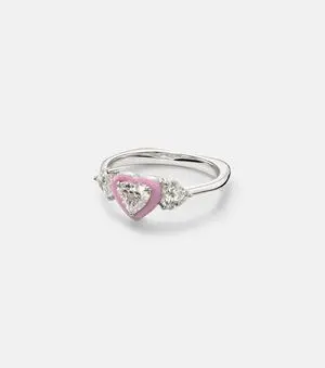 KAMYEN 18kt White Gold And Enamel Ring With Diamonds - Silver
