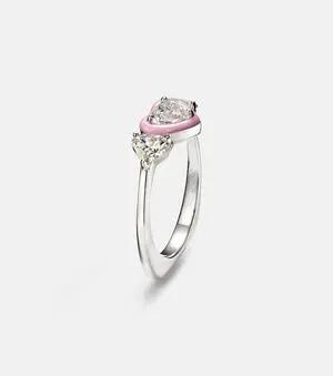 KAMYEN 18kt White Gold And Enamel Ring With Diamonds