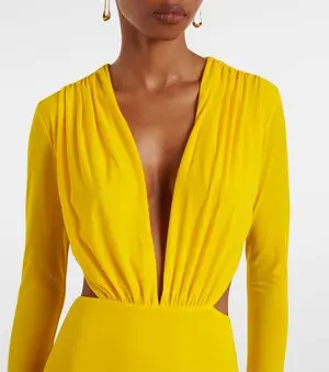 Alex Perry Ruched Open-back Crepe Jersey Gown