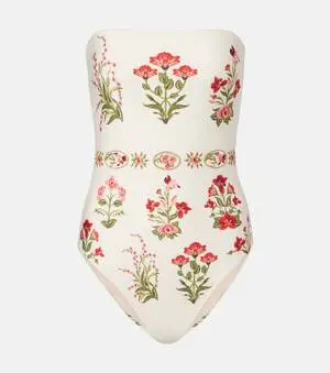 Agua Bendita Strapless Floral Print Swimsuit - Multicoloured