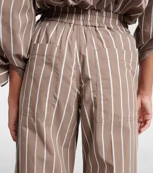 Brunello Cucinelli Striped Cotton-blend Wide-leg Trousers