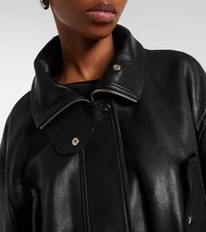 Nour Hammour Briar Leather Bomber Jacket - Black
