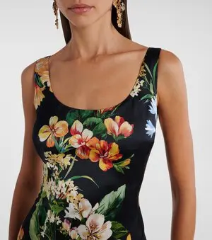 Dolce & Gabbana Floral Satin Midi Dress