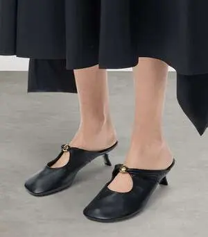 Loewe Lambskin Pebble Soft Heeled Mules - Black