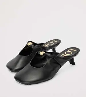 Loewe Lambskin Pebble Soft Heeled Mules - Black