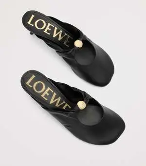 Loewe Lambskin Pebble Soft Heeled Mules - Black