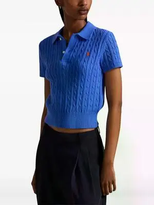 Polo Ralph Lauren Cable Knit Short Sleeve Polo Top