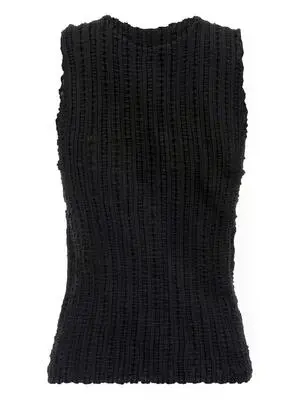 Issey Miyake Issey Miyake Sleeveless Round Neck Top With Pleated Detailing Black