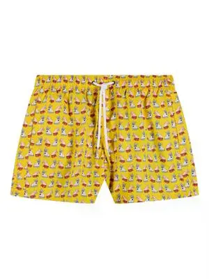 Sundek Dog-print Swim Shorts - Yellow