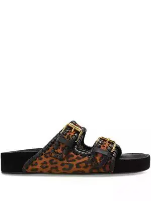 Isabel Marant Étoile Lennyo Leopard Print Flat Sandals