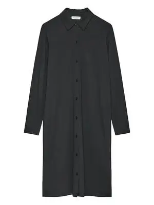 Marc O'polo Buttoned Long-sleeve Midi Dress - Black