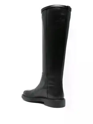 TOD'S Leather Knee-high Boots With T-buckle Detail - Black