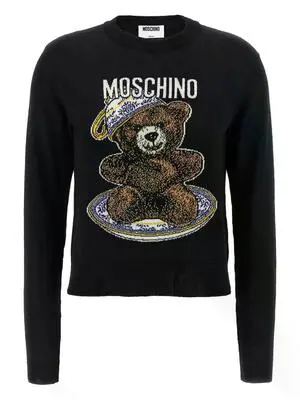 Moschino Teddy Bear Intarsia Crew Neck Sweater