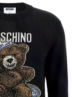 Moschino Teddy Bear Intarsia Crew Neck Sweater