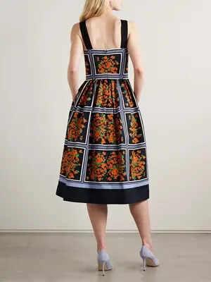 Carolina Herrera Floral Print Faille Midi Dress