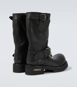 Balenciaga Leather Biker Boots - Black