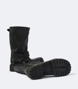 Balenciaga Leather Biker Boots - Black