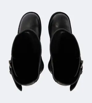 Balenciaga Leather Biker Boots - Black