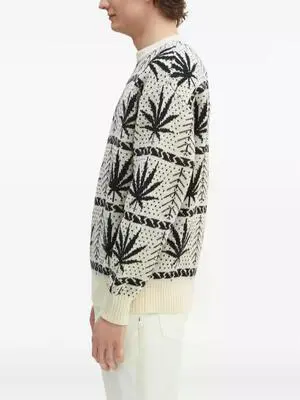 WACKO MARIA Leaf-pattern Crew Neck Sweater