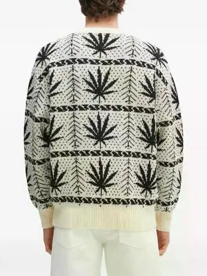 WACKO MARIA Leaf-pattern Crew Neck Sweater
