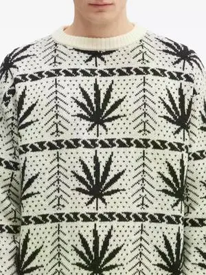 WACKO MARIA Leaf-pattern Crew Neck Sweater