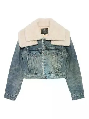 R13 Shearling Collar Denim Jacket