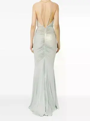 Elisabetta Franchi Cowl Neck Ruched Detail Floor-length Gown