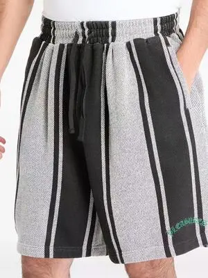 PLEASURES Striped Wide-leg Shorts With Embroidered Logo