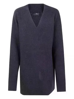 Y’s Ribbed Wool Long Sweater - Grey