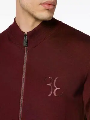 BILLIONAIRE Logo Embroidered Zip-up Jumper - Red