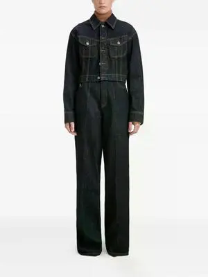Victoria Beckham Cropped Denim Jacket With Classic Collar