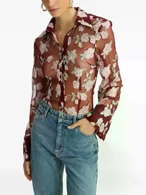 ROTATE BY BIRGER CHRISTENSEN Floral Embroidered Mesh Shirt