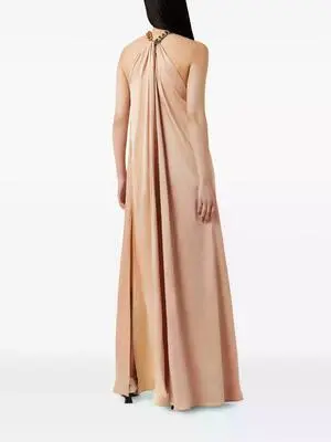 Stella McCartney Halterneck Gown With Chain Detail - Neutrals