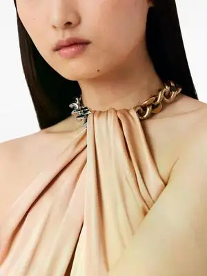 Stella McCartney Halterneck Gown With Chain Detail - Neutrals
